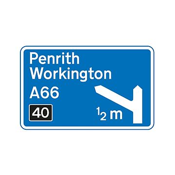 "Penrith, Workington A66 Motorway Road Sign UK Cumbria" Sticker for ...