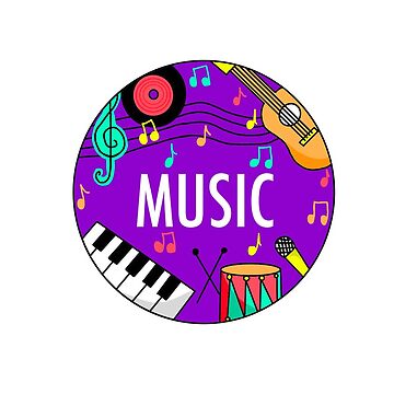 "Music (neon colors)" Sticker for Sale by ArianneBoutique | Redbubble