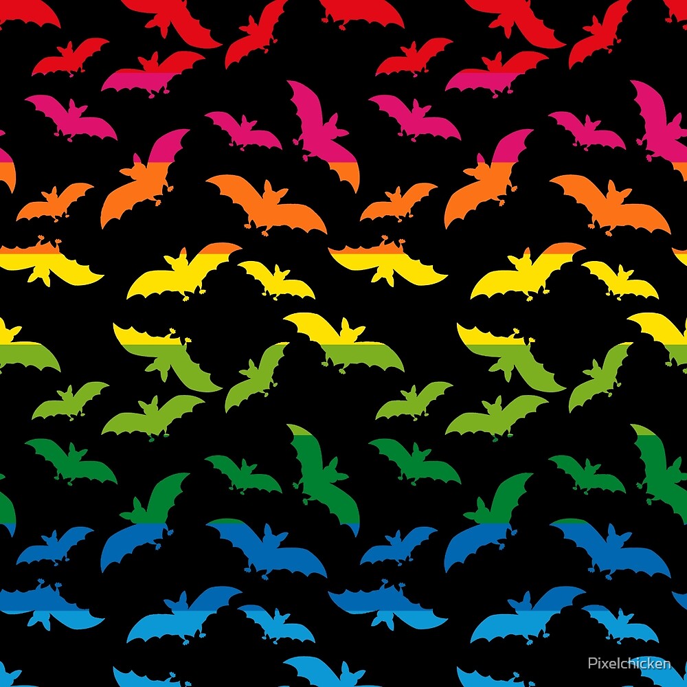"Rainbow Halloween Bats" by Pixelchicken | Redbubble