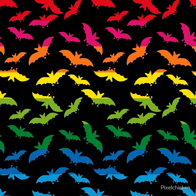 "Rainbow Halloween Bats" by Pixelchicken | Redbubble