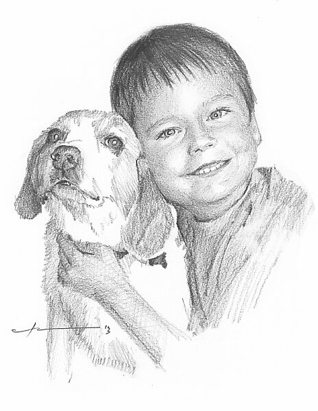 "Boy and dog drawing" by mike theuer | Redbubble