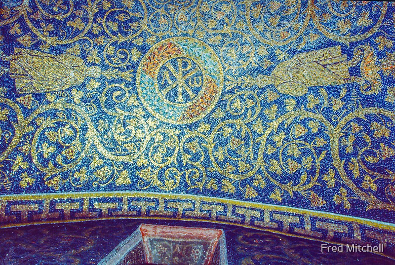 "Chi Rho alpha omega on roof Tomb of Gallia Placida Ravenna Italy ...