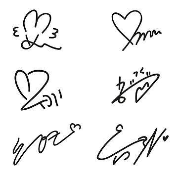 "G - IDLE signatures stickers (black and white ver.)" Sticker by ...