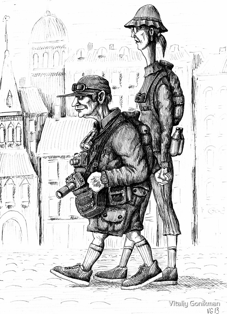 "Tourists ink pen drawing" by Vitaliy Gonikman | Redbubble