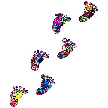 "Boho Hippie Doodle Footprints in the Sand Colorful Feet Designs With ...