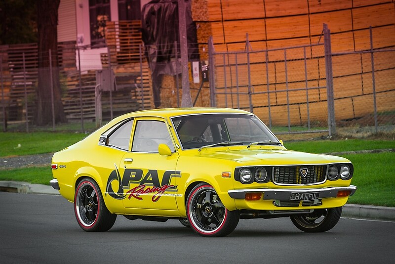 "Luke Eberhart's Mazda RX3 Coupe" by HoskingInd | Redbubble