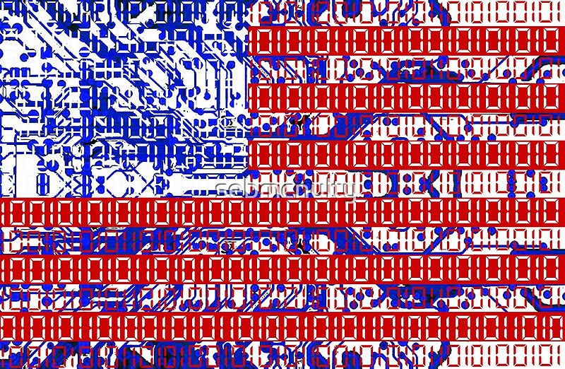 " digital Flag (USA) & circuit board." by sebmcnulty | Redbubble