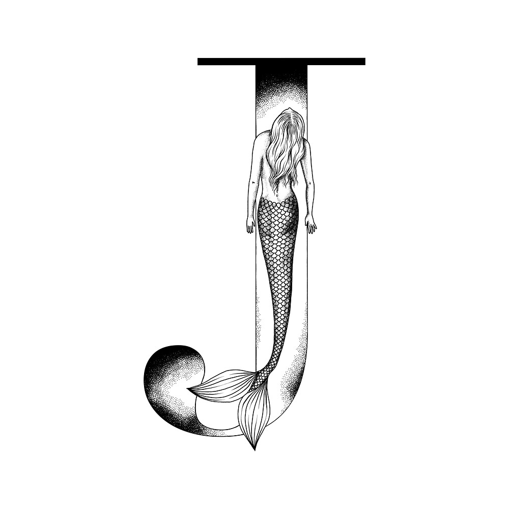 "Mermaid Alphabet - J" by Elizabeth Weglein | Redbubble