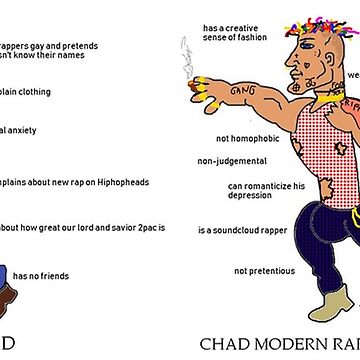 "Virgin Oldhead vs Chad Modern Rap Enthousiast" Postcard for Sale by ...