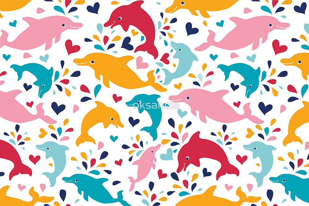 "Cute colorful dolphins pattern" by oksancia | Redbubble