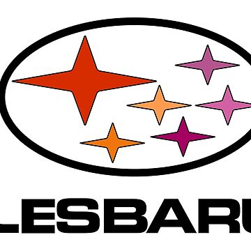 "Lesbaru - Lesbian Car Logo" Sticker for Sale by Katie Delia | Redbubble