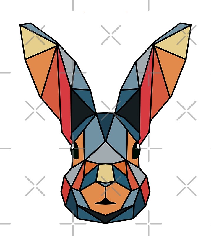 "Geometric Bunny - Gray Red" by Geometricshow | Redbubble