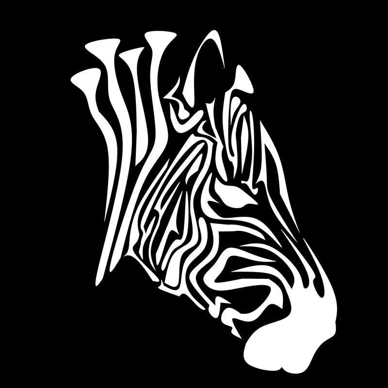 "Zebra with Twisted White Stripes Silhouette" by grounds | Redbubble
