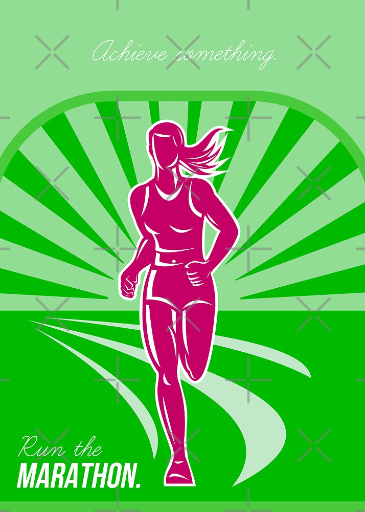 "Female Run Marathon Retro Poster" by patrimonio | Redbubble