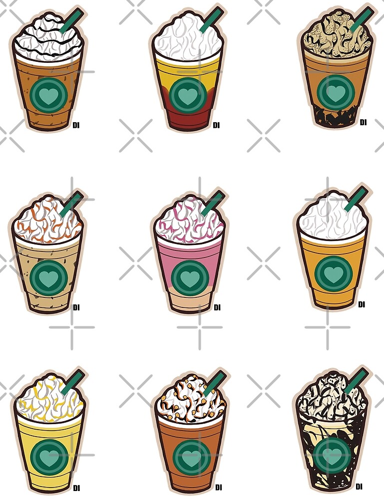 "Cute Cartoon Frappe Drinks (set of 9)" by daphinteresting | Redbubble
