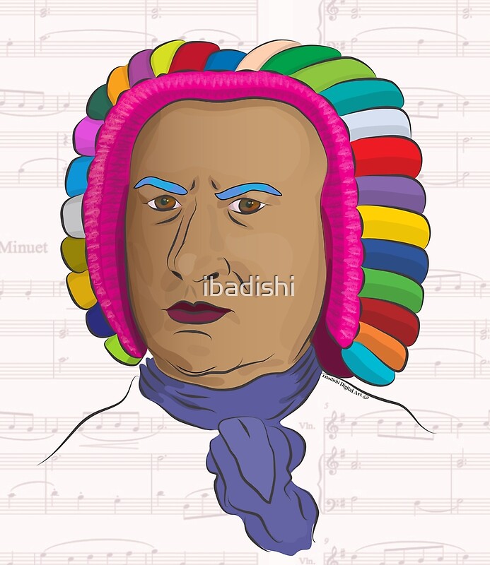 "Johann Sebastian Bach in Colorful Wig Pop Art" by ibadishi | Redbubble