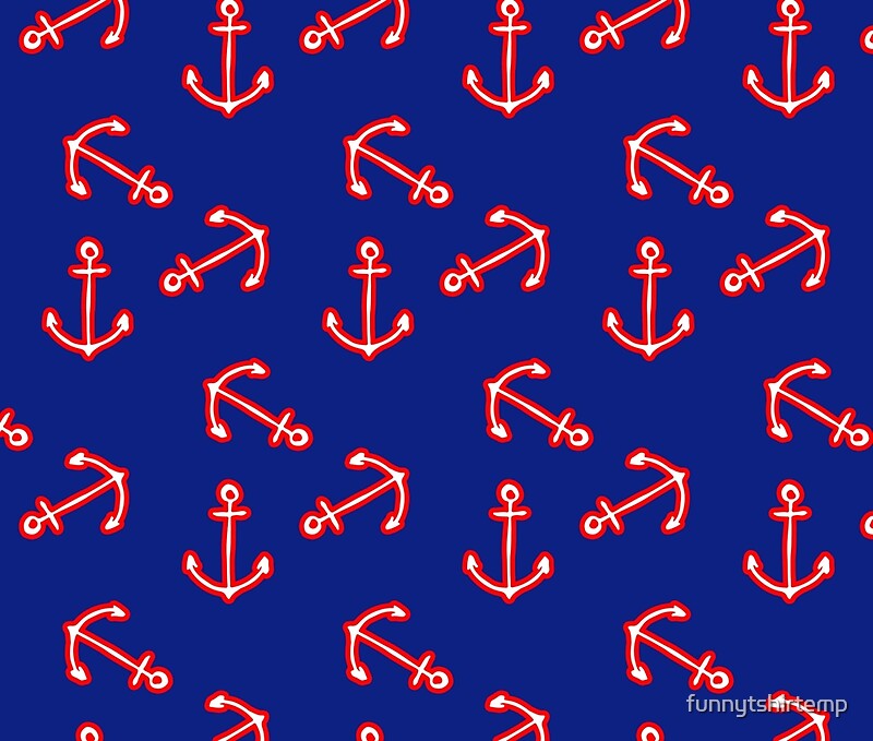 "Patriotic Nautical Anchors Anchor Pattern Vintage Retro Red White and ...
