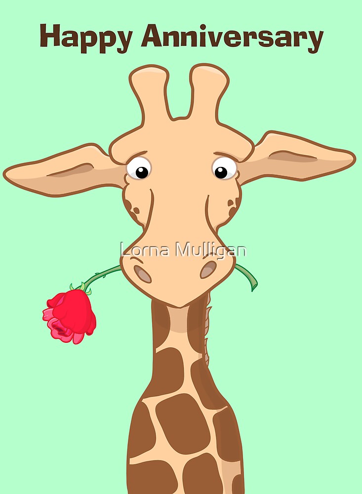 "Giraffe and Rose Anniversary Card" by Lorna Mulligan | Redbubble