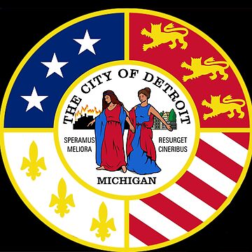 "Flag seal of the City of Detroit in Michigan" Sticker for Sale by Cult ...