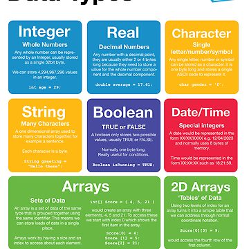 "Programming Data Types (Coding Literacy)" Poster for Sale by ...