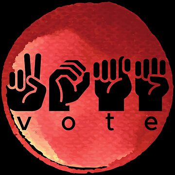 "Red Watercolor - VOTE in American Sign Language (ASL) " Sticker for ...