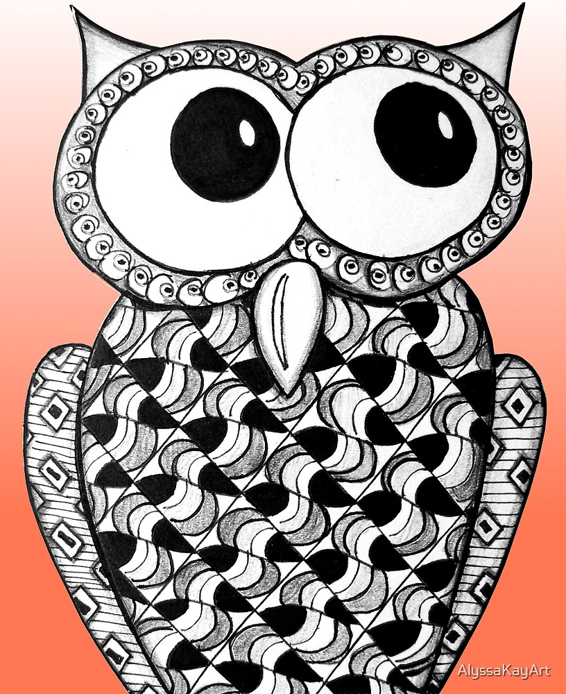 "Bright Orange Zentangle Owl" by AlyssaKayArt | Redbubble