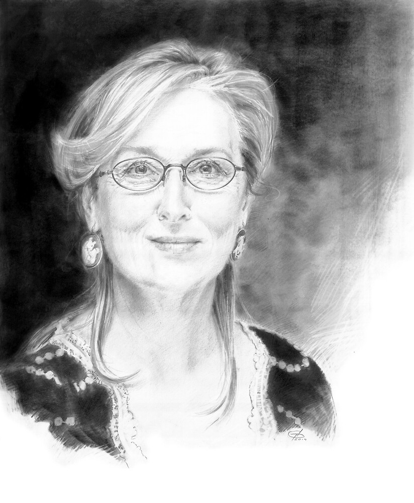 "Portrait of Meryl Streep, pencil on a paper" by GB-works | Redbubble