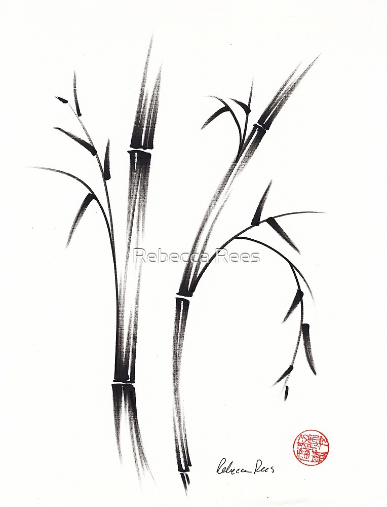 ""Morning" sumi-e brush pen bamboo drawing/painting" by Rebecca Rees ...