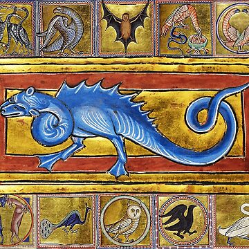 "MEDIEVAL BESTIARY,SEPS LEGENDARY SNAKE , FANTASTIC ANIMALS IN GOLD RED ...