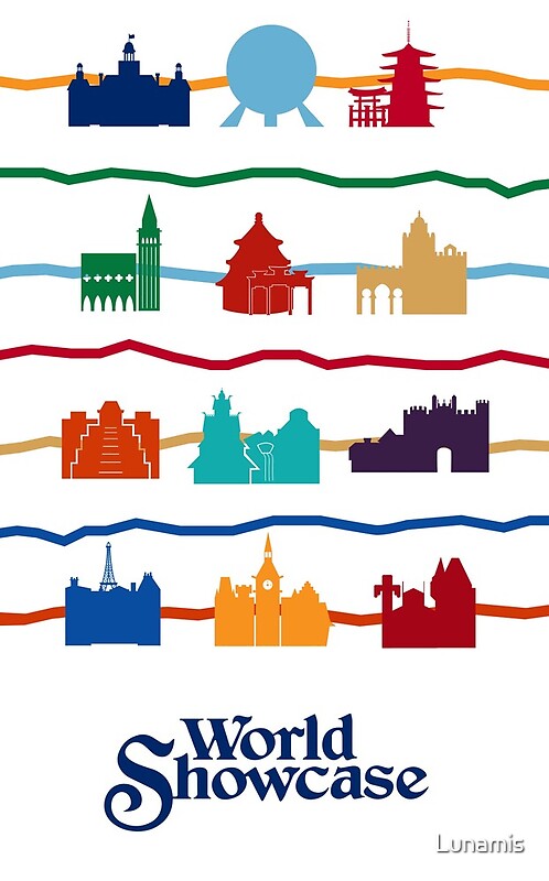 "World Showcase Pavilions" by Lunamis | Redbubble