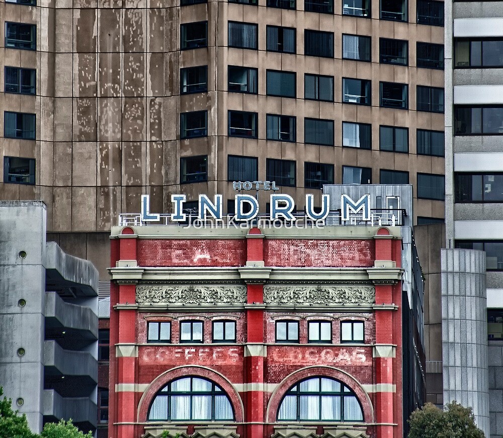 "Hotel Lindrum - Old in front of new" by JohnKarmouche | Redbubble