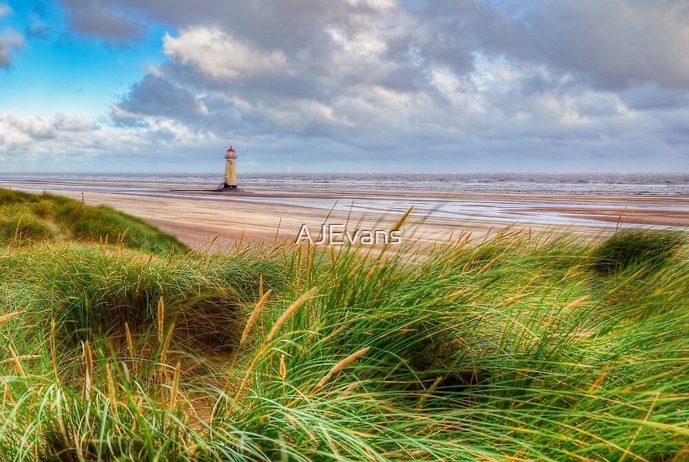 "Talacre Beach And Lighthouse Wales" by Adrian Evans | Redbubble