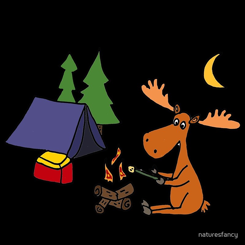 "Cool Funky Moose Camping" by naturesfancy | Redbubble