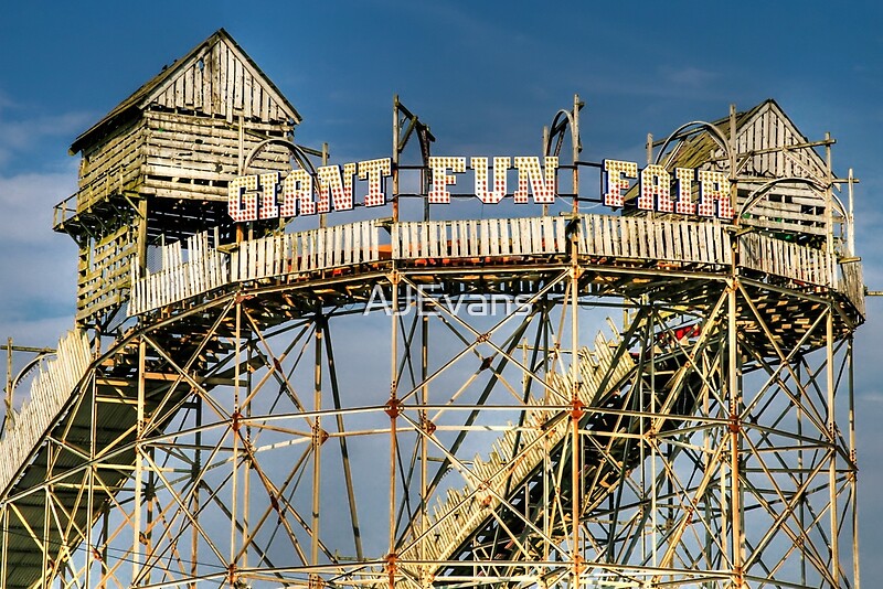 "Ocean Beach Funfair Rhyl" by Adrian Evans | Redbubble