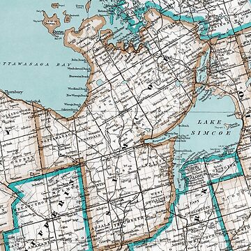 "Map of Simcoe County, Ontario, Canada" Art Board Print for Sale by Gin ...