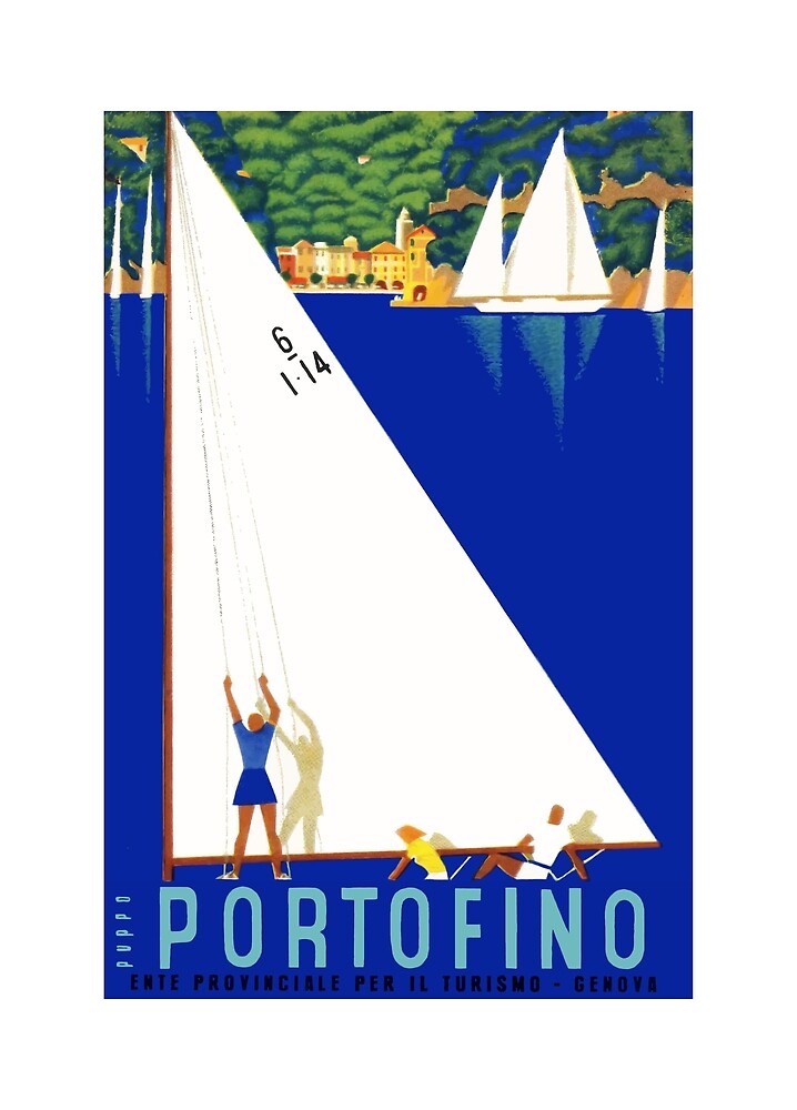 "1941 PORTOFINO Italy Travel Poster" by retrographics | Redbubble