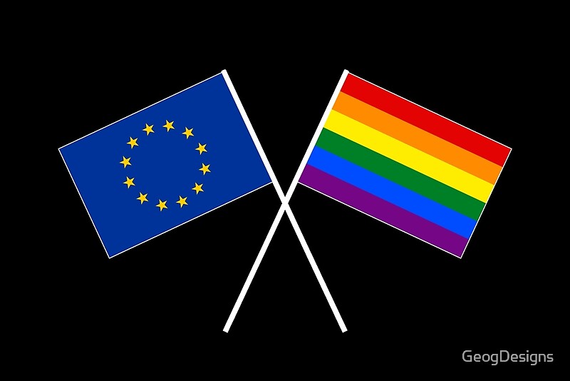 "Europe EU rainbow flag crossed banner flag" by GeogDesigns | Redbubble