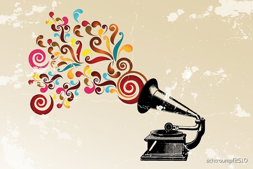 "Abstract swirl background with record player" by schtroumpf2510 ...