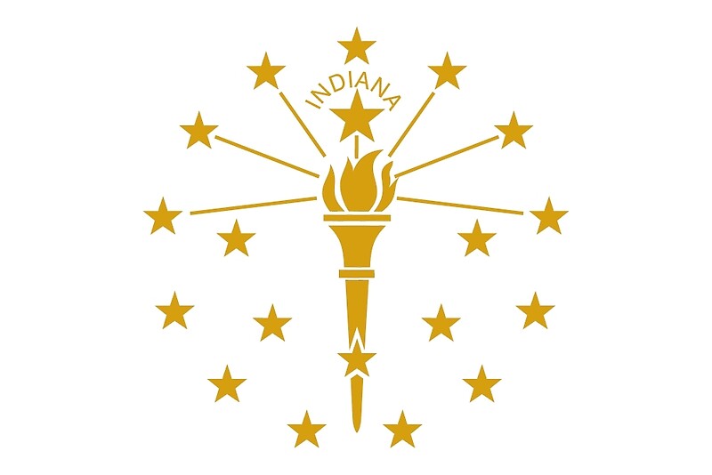 "Gold Stars and Torch on Flag of Indiana" by pdgraphics | Redbubble
