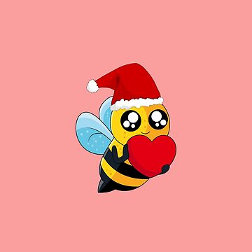 "Cute Bee with Santa Hat Merry Christmas soft pink" Sticker for Sale by ...
