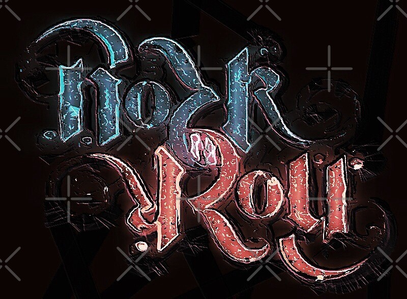 "Rock & Roll Ambigram - Pink/Blue " by HeckaDoodleDo | Redbubble
