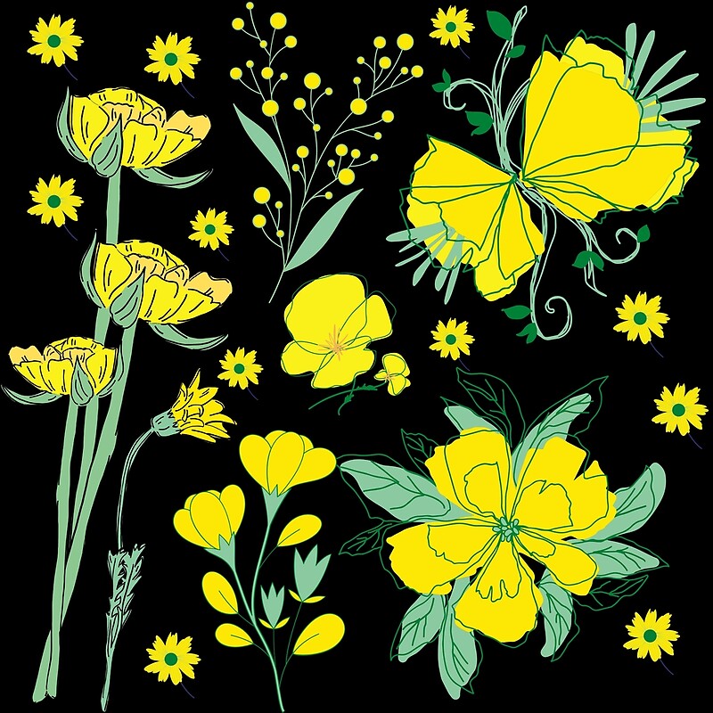 "Pretty Yellow Floral Pattern" by Reshmaxcx | Redbubble