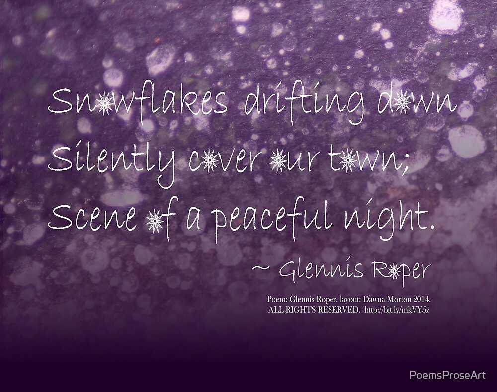 "Snowflakes Drifting down haiku, purple texture" by PoemsProseArt ...