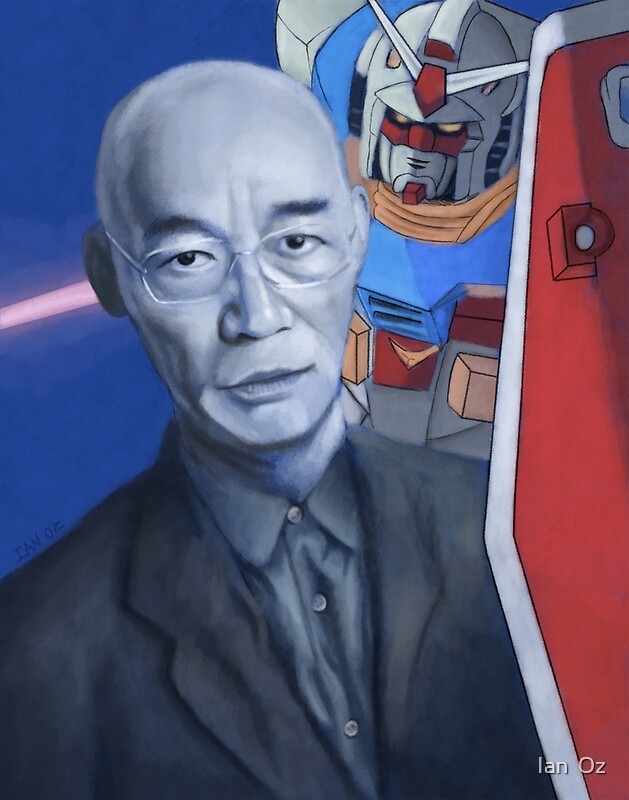 "Gundam: Yoshiyuki Tomino Portrait Painting" by Ian Oz | Redbubble