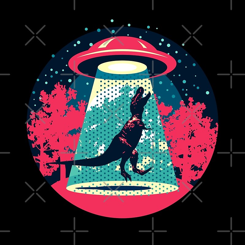 "Beware UFO, T. Rex / Red" by yulia-rb | Redbubble