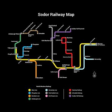 "Sodor Railway Map - TTC Style, Dark" Classic T-Shirt for Sale by ...