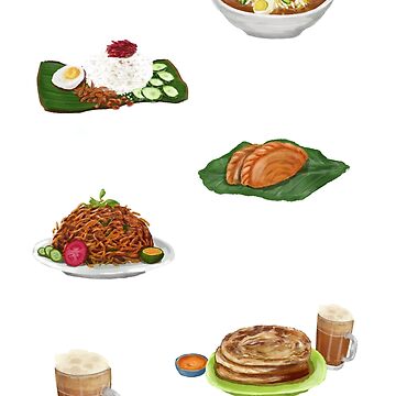 "Singapore and malaysian food sticker pack" Sticker for Sale by ...