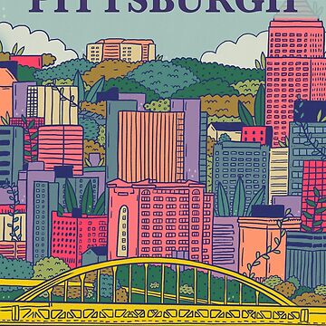 "Pittsburgh Illustration, City of Pittsburgh, PA Drawing" Sticker for ...