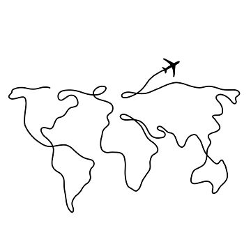 "World Map Line Art" Sticker for Sale by NYXFN | Redbubble