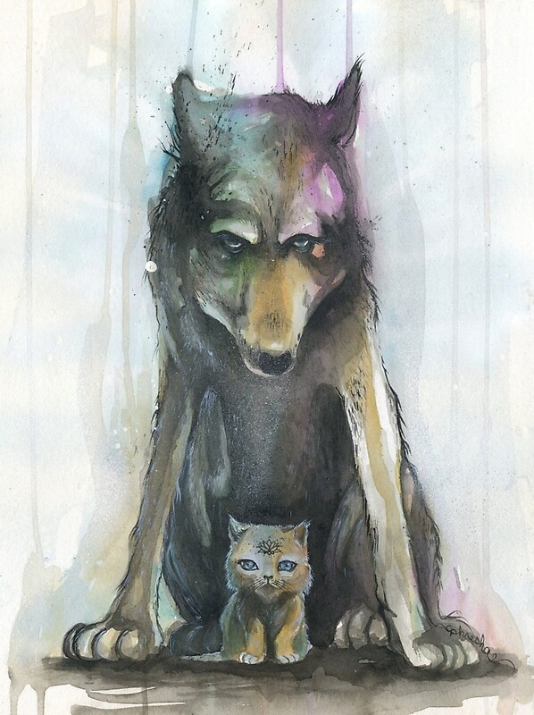 Wolf And Kitten By Phresha Redbubble